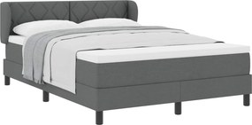 Postel s boxspringem s čelo Tmavě šedá 140 x 200 cm textil 3340088