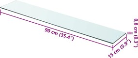 Policové desky 2 ks sklo čiré 90 x 15 cm 3051578