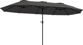 Outsunny Dvoubarevný Umbrella 4x2,2 m Venkovní Slunečník s Ručním Kolečkem Voděodolný a UV30+ Ochrana Velký Slunečník pro Terasu, Pláž, Bazén Tmavě Še