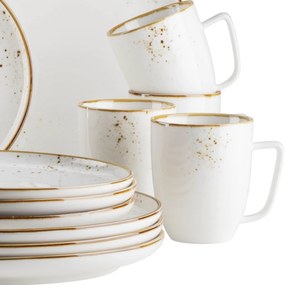 Mäser 16dílná sada nádobí Pintar White hnědé tečky