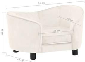 vidaXL Marketos Pohovka pro psy krémová 69 x 49 x 40 cm plyš
