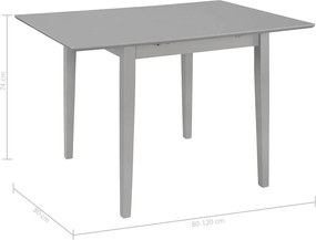 Rozkládací jídelní stůl šedý (80–120) x 80 x 74 cm MDF 247627