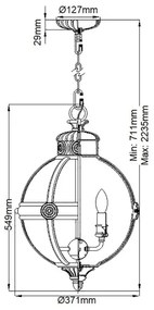 Feiss FE-ADAMS-3P-ANL - Lustr na řetězu ADAMS 3xE14/60W/230V bronzová