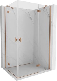 Mexen Mist-H Duo, 2-křídlý ​​výklopný sprchový kout 85 x 100 cm, čiré sklo, měděný matný profil, 8A5-085L-100P-65-00