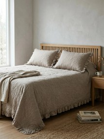 Sinsay - Prošívaná přikrývka na postel s volánem - béžová
