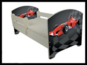 Dětská postel Oskar Formule 160x80 cm - Norská borovice - 1x krátká + 1x dlouhá zábrana bez šuplíku