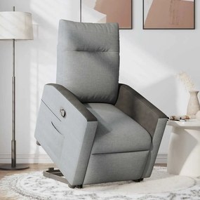 Zvedací polohovací křeslo světle šedé textil 3324052