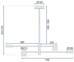 Toolight Moderní čtyřramenné stropní svítidlo APP596-4C +REMOTE