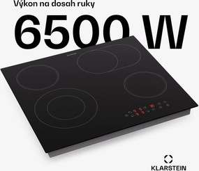 Klarstein Virtuosa 4, varná deska, 60 cm, 6500 W, dvouzónová, Pluszone, časovač, sklokeramika