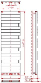 Thermal Trend D-E 600 x 1510 elektrický topný žebřík,700W D-E 600/1510-700W antracit