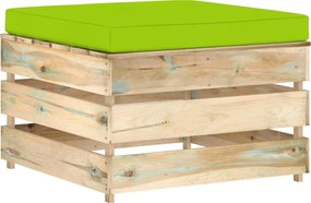 vidaXL Dílčí taburet s poduškou šedě impregnované dřevo [3074524] Barva: Jasně zelená a hnědá