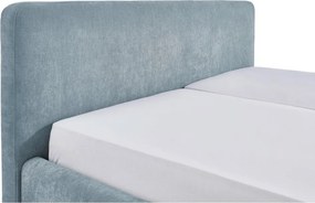 Světle modrá čalouněná dvoulůžková postel s roštem 180x200 cm Mattis – Meise Möbel