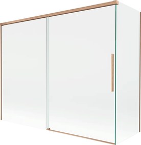 Mexen Rox, 2-křídlová posuvná vanová zástěna 190 + 90 x 150 cm, 8mm čiré sklo, měděný matný profil, 8C9-190-090-65-00