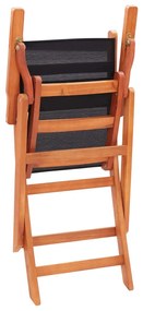 Skládací zahradní židle 2 ks černé masivní eukalyptus textilen,  48692