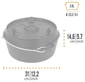 PETROMAX LITINOVÝ KOTLÍK BEZ NOŽIČEK "DUTCH OVEN"