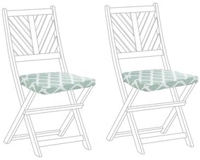 Sada 2 sedacích polštářů na zahradní židle vzor diamanty zelené/ bílé TERNI Beliani