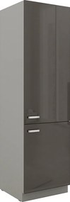 GREY gr | vysoká skříňka 60 DK-210 2F potravinová s policemi | 60 cm | světle šedá/tmavě šedá lesk