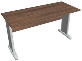 Stůl pracovní rovný 140 cm hl. 60 cm - Hobis Cross CE 1400 Dekor stolové desky: ořech, Dekor lamino podnože: ořech, Barva nohou: Stříbrná
