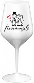 NOVOMANŽELÉ - bílá nerozbitná sklenička na víno 470 ml