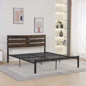 Manželská postel s roštem 180x200, dub rustikal/kov, ANEYA Kondela 0000399611