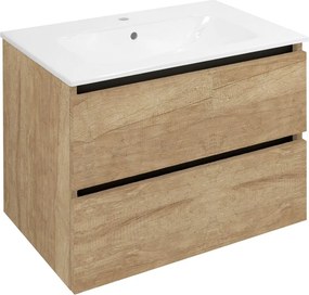 Sapho Ezara koupelnová skříňka pod umyvadlo 69,8 x 52 x 46 cm 2 x zásuvka dub alabama hnědá EZ701-2222