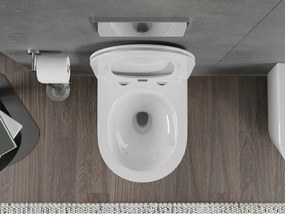 Mexen Rico, závěsná WC mísa 490x360x370 mm, Rimless Tornádo + WC sedátko z duroplastu, bílá lesklá, 30720400T