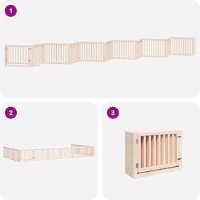 Zábrana pro psy s dvířky skládací 12 panelů 960 cm topol 3155668