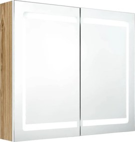 LED koupelnová skříňka se zrcadlem bílá a dub 80 x 12 x 68 cm 326516