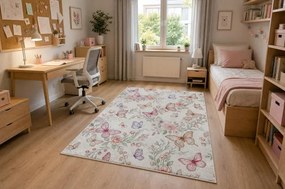 Dětský koberec protiskluzový BAMBINO 61450 krémový / růžový
