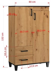 ADRK Policová skříň POLA 15 ART 80, dub artisan