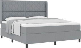 Postel s boxspringem s čelo Světle šedá 200 x 180 cm textil 3341721