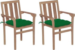 vidaXL Zahradní židle 2 ks podušky masivní teakové dřevo [3062234] Barva: Zelená