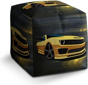 Sablio Taburet Cube Chevrolet Camaro Pruhy - 50x50x50 cm