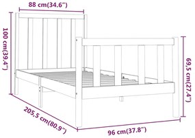 Postel bez matrace bílá 90 x 200 cm masivní borovice