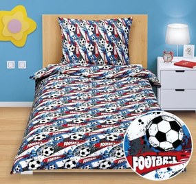 Bellatex Povlečení bavlněné Junior 140x200, 70x90 cm Fotbal Modrá,Červená,Bílá