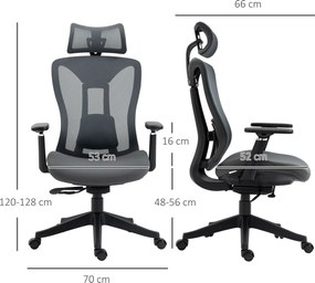 Kancelářská židle Vinsetto Ergonomická kancelářská židle s funkcí polohování Mesh grey pro pohodlnou práci a relaxaci |
