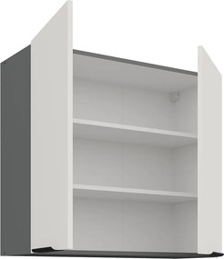 ARIA aw | horní skříňka 80 G-72 2F policová | 80 cm | ANTI FINGERPRINT povrch | antracit/bílá