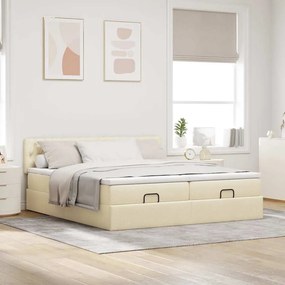 Osmanský rám postele s matrací krémová 180x200cm textil 3312020