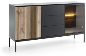 Moderní komoda SONNY KSZ154 LED, černá / dub votan