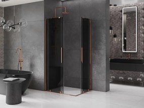 Mexen Velar Duo, sprchový kout s posuvnými dveřmi 100 x 90 cm, 8mm šedé sklo, růžové zlato, 871-100-090-42-60