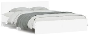Rám postele s čelem a LED osvětlením bílý 150 x 200 cm