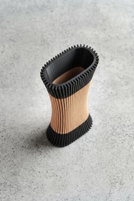 VÁZA STRETTO - Dvoubarevná, černá-javor