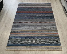 HU Vícebarevný pruhovaný koberec Banco 1049 – modrý Rozměr: 60x110 cm