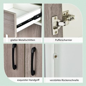 Costway Kuchyňská skříňka 180 cm s nabíjecí stanicí a pracovní deskou a – bílý
