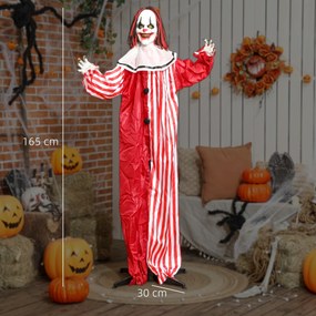 Outsunny 165 cm Halloween dekorace Halloween klaun s LED světly, zvuková funkce, efekty těla