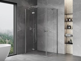 Mexen Mist-H Duo, 2-křídlý ​​výklopný sprchový kout 90 x 80 cm, čiré sklo, chromový profil, 8A5-090L-080P-01-00