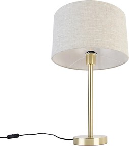 Klasická stolní lampa mosazná se světle šedým stínítkem 35 cm - Simplo