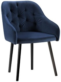 OnaDnes -20% Tmavě modrá sametová jídelní židle MICADONI NISSI