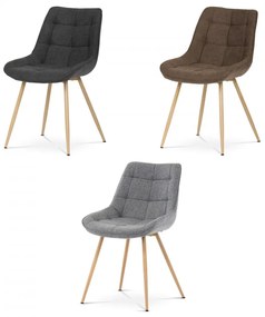 Jídelní židle, potah šedá látka, kovové nohy, 3D dekor dub CT-394 GREY2