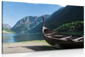 Obraz dřevěná vikingská loď Varianta: 120x80